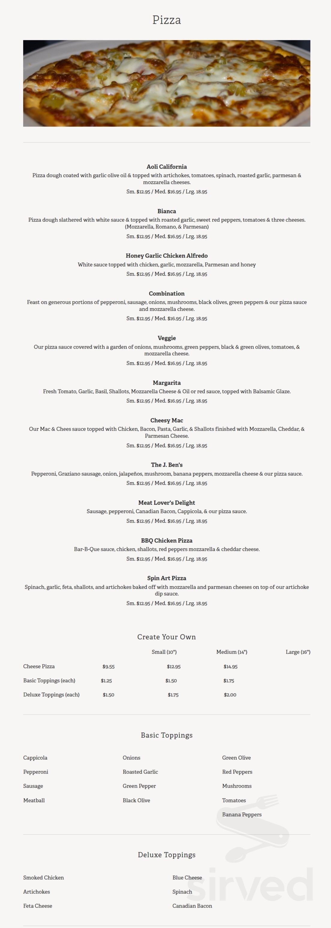 SIMON'S menu in Des Moines, Iowa, USA