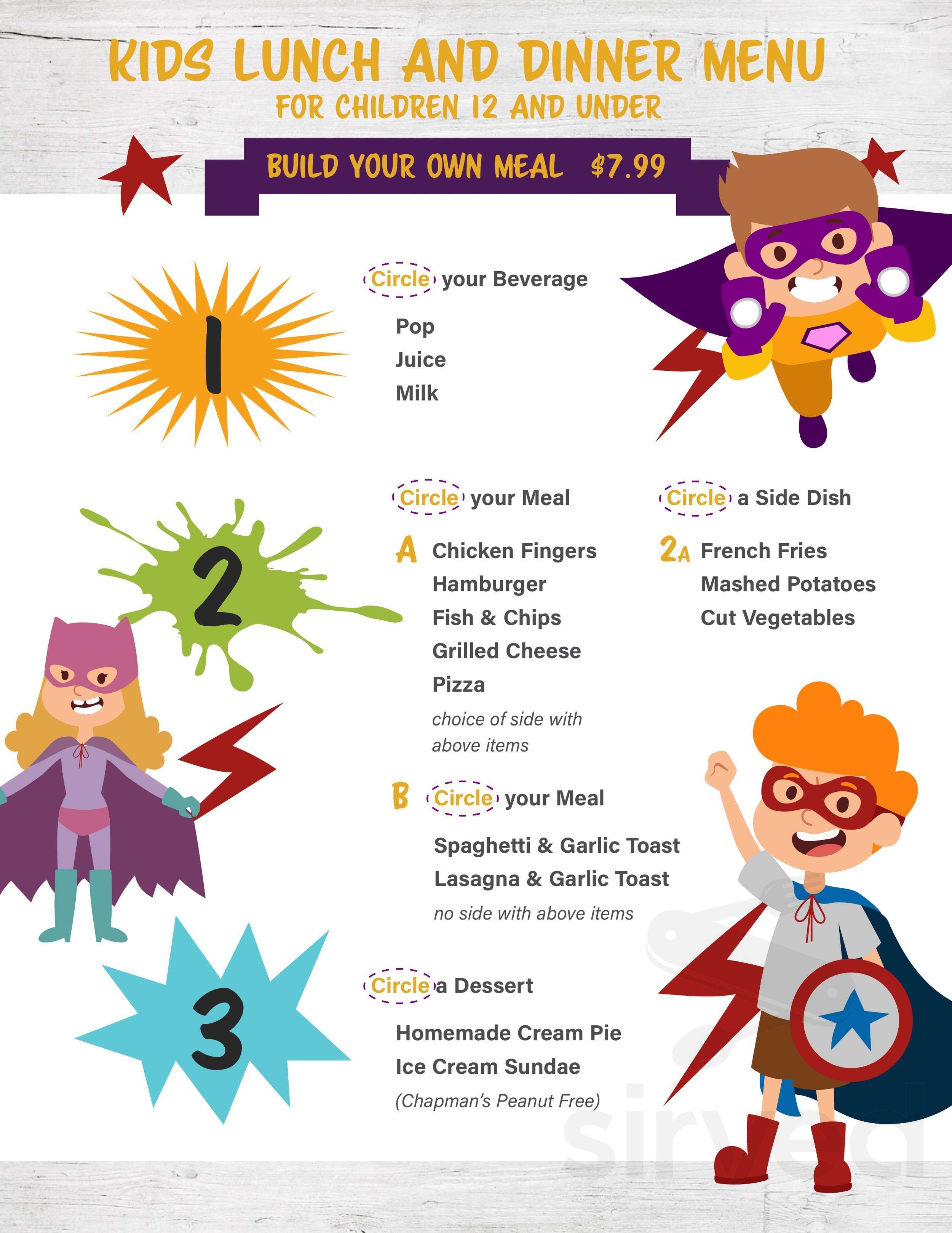 Chances R Restaurant menus in Nepean, Ontario, Canada