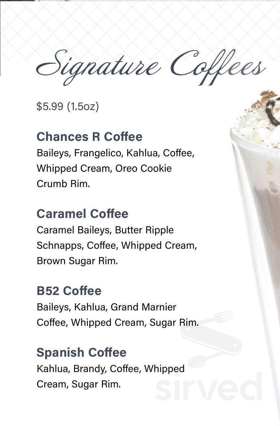 Chances R Restaurant menus in Nepean, Ontario, Canada