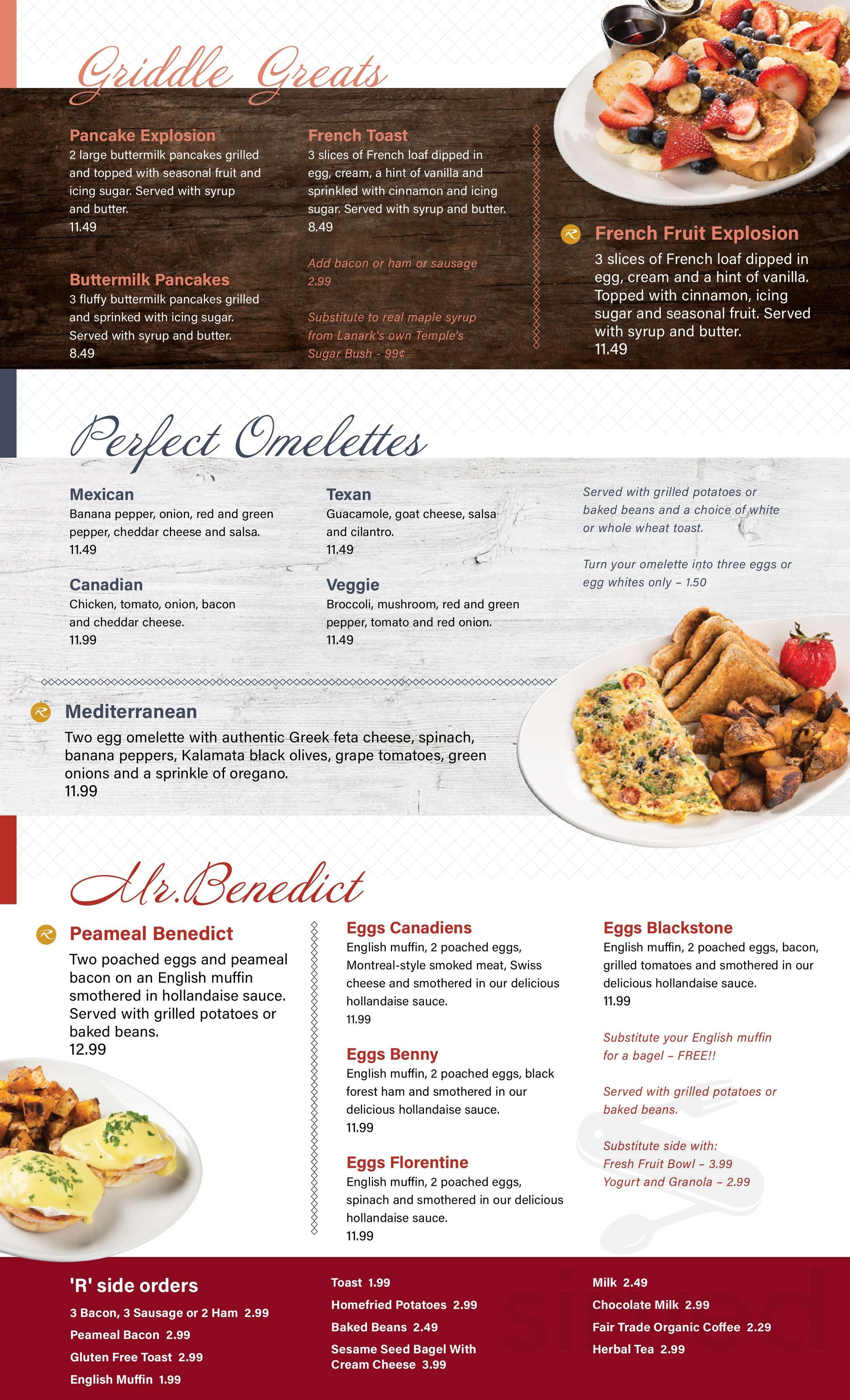 Chances R Restaurant menus in Nepean, Ontario, Canada
