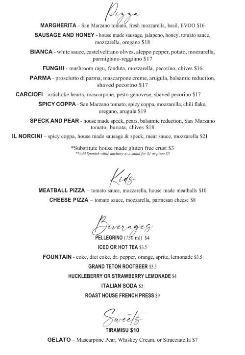 Vicino Pizza Neapolitan Style Pizzeria menu in Coeur d'Alene, Idaho, USA