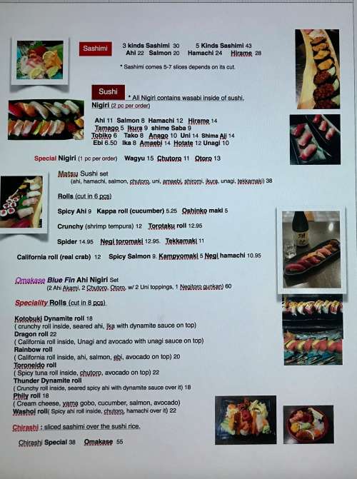 Izakaya Matsuri menu in Honolulu, Hawaii, USA