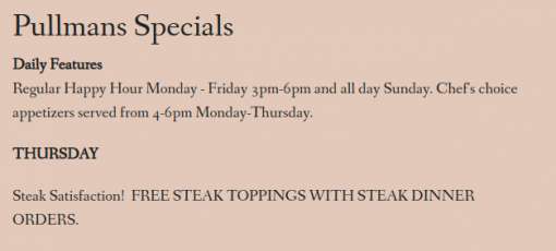 Menu for Pullmans At Trolley Square in Appleton, WI | Sirved