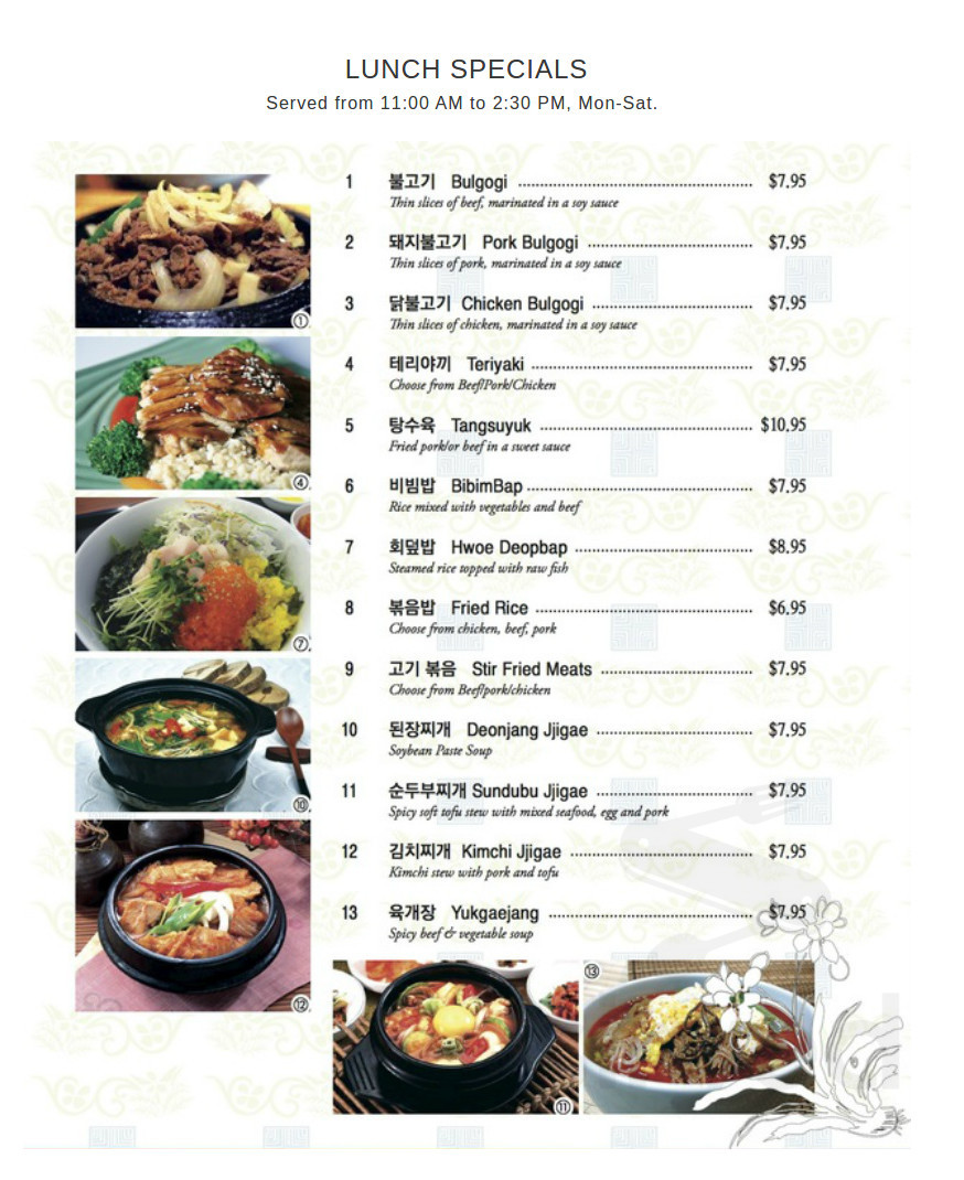 Menu for Sorabol Restaurant in Newport News, VA | Sirved