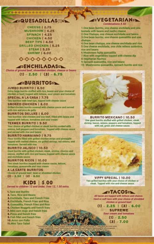 Mi Casa Azteca menu in Independence, Virginia, USA