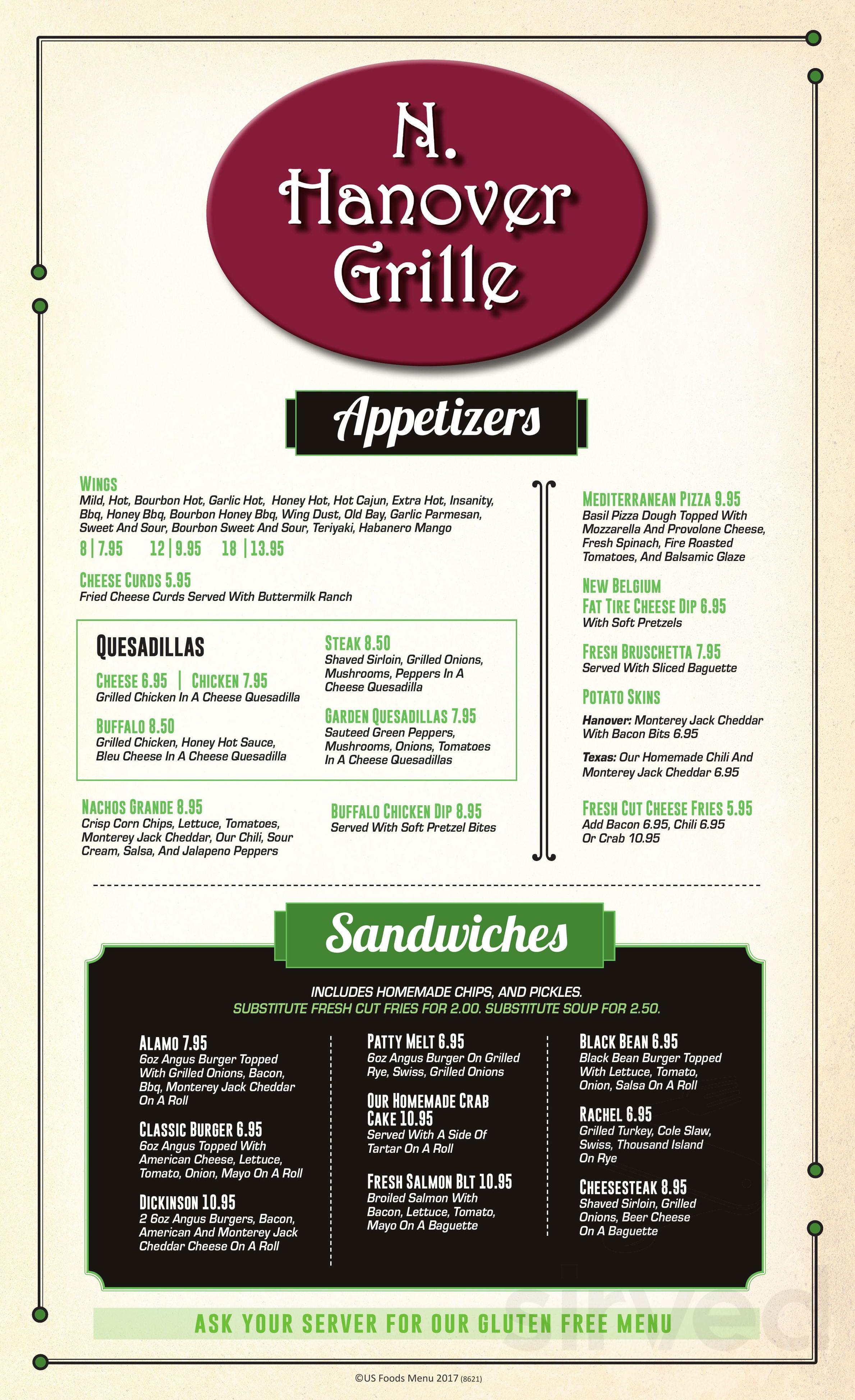 North Hanover Grille menu in Carlisle, Pennsylvania, USA