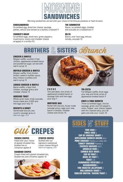 Brothers Breakfast & Lunch menu in Merrillville, Indiana, USA