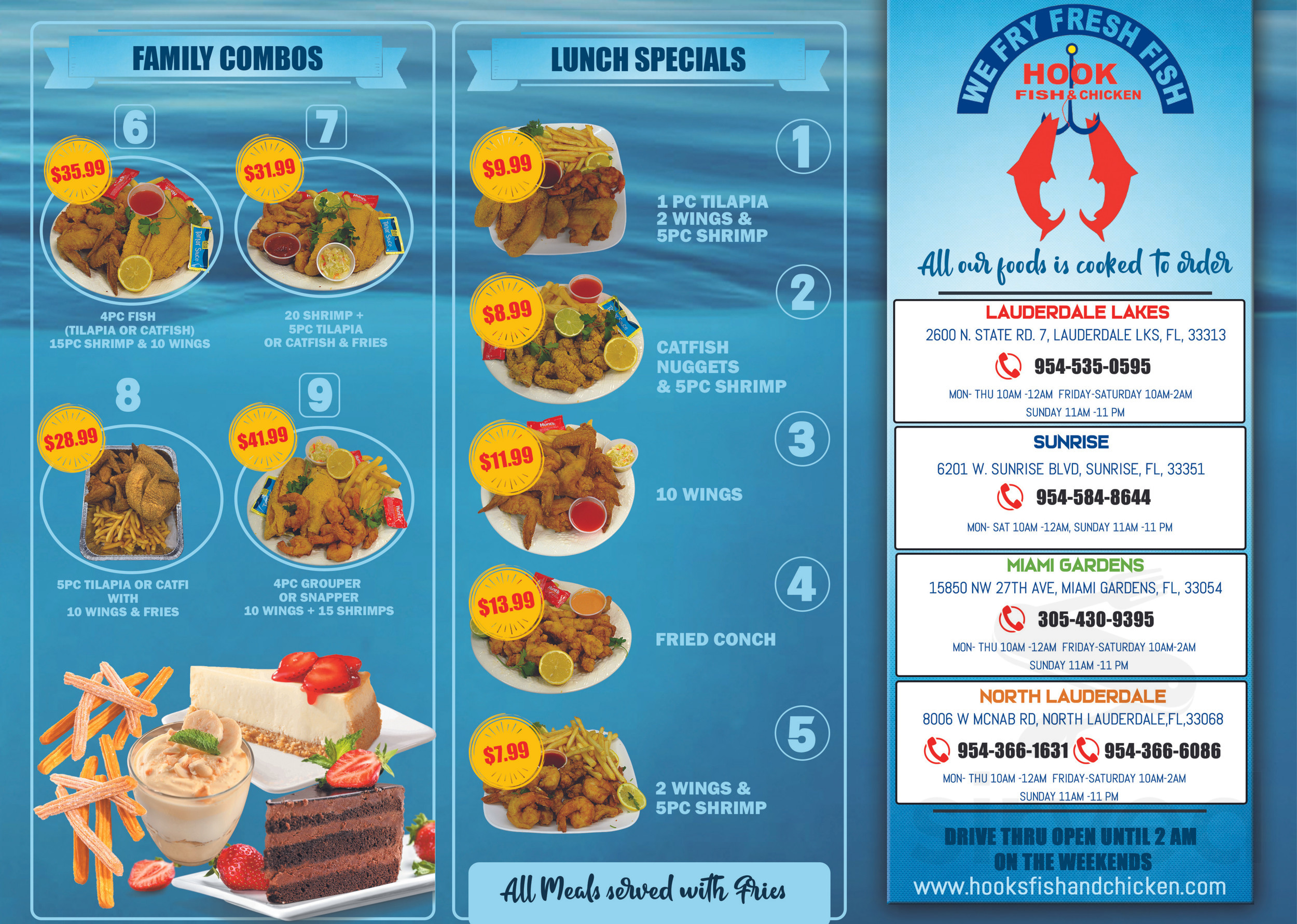Whales menu in Houston, Texas, USA
