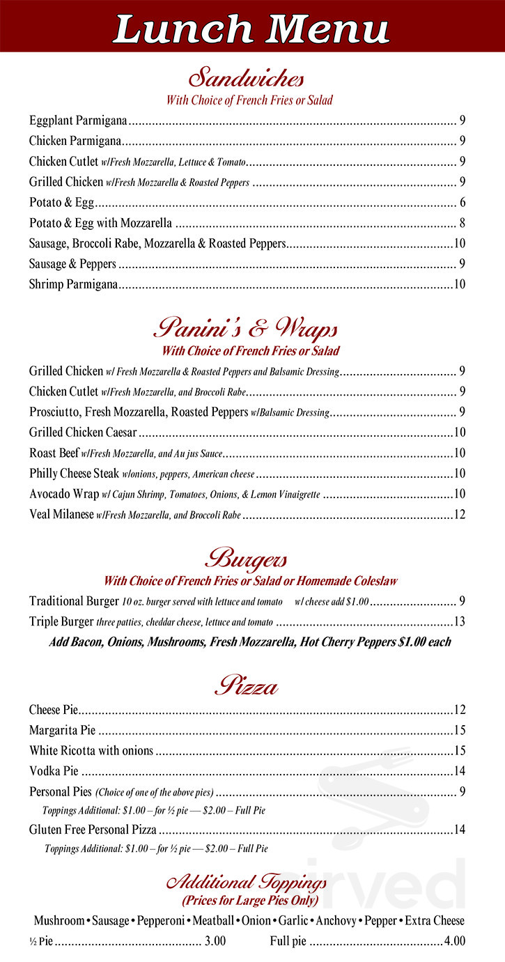 Bella Mama menu in Staten Island, New York, USA