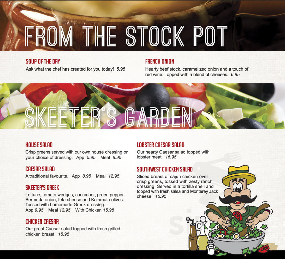 Skeeter Barlow's Forest menu in Forest, Ontario, Canada