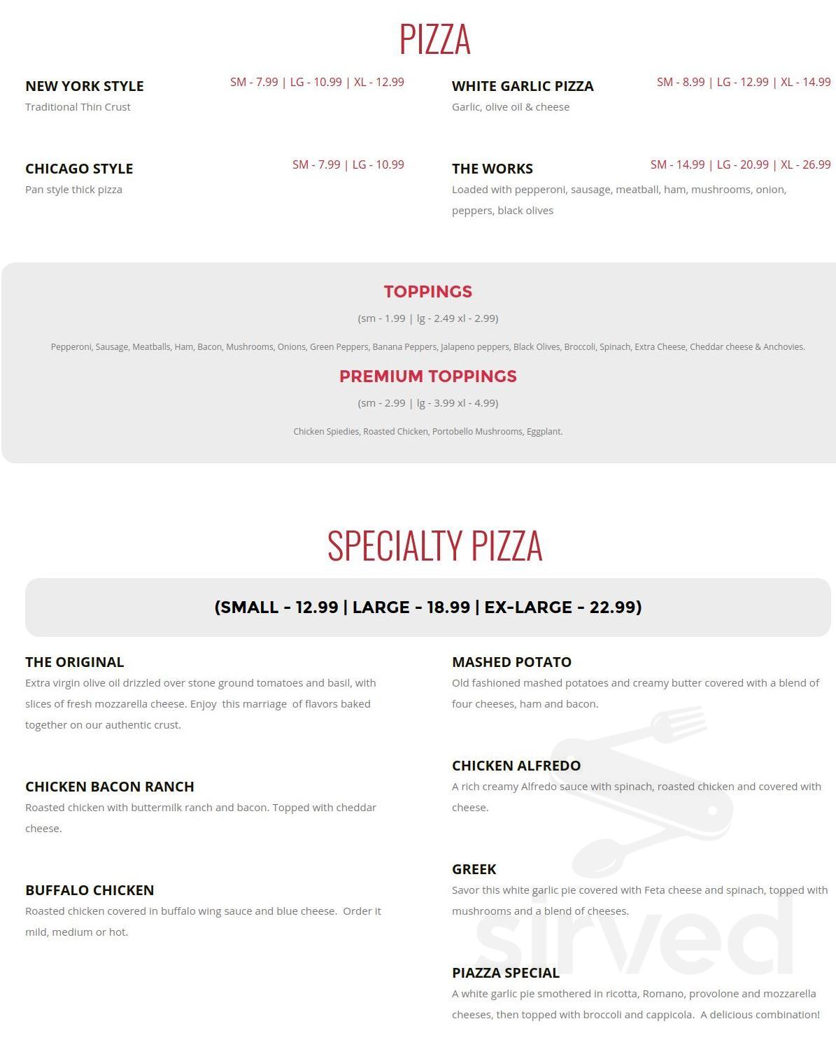 Tedeschi's menu in Hallstead, Pennsylvania, USA