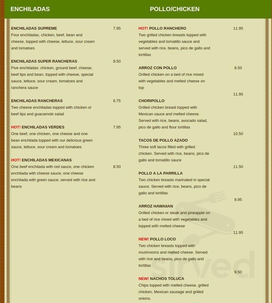 El Cazador menus in Chatham, Virginia, United States