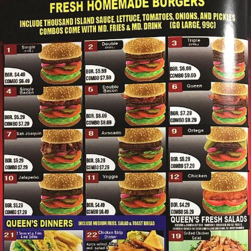 Dave's Frosty Queen menu in Visalia, California, USA