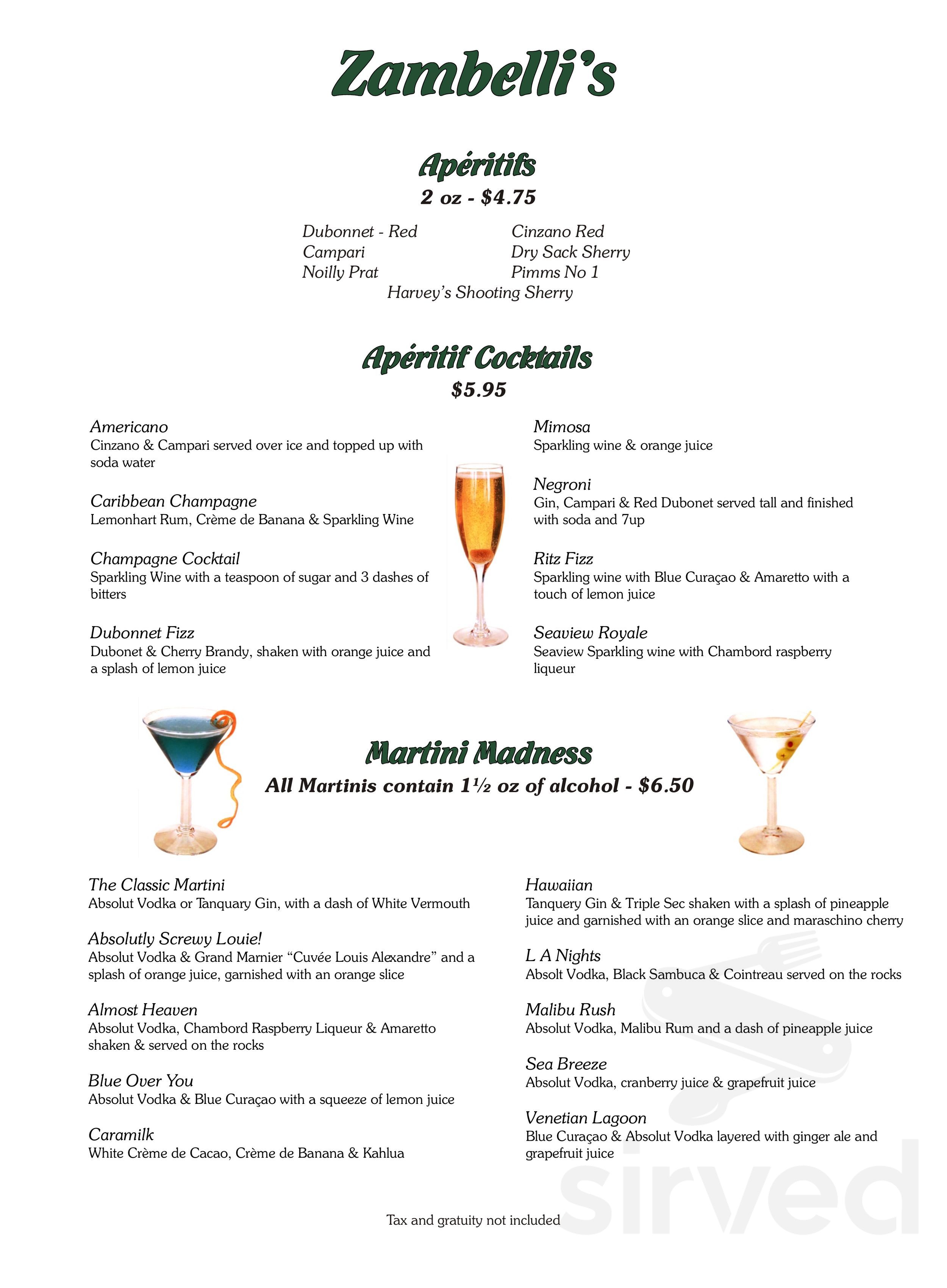 Zambelli's Restaurant - Leduc menu in Leduc, Alberta, Canada