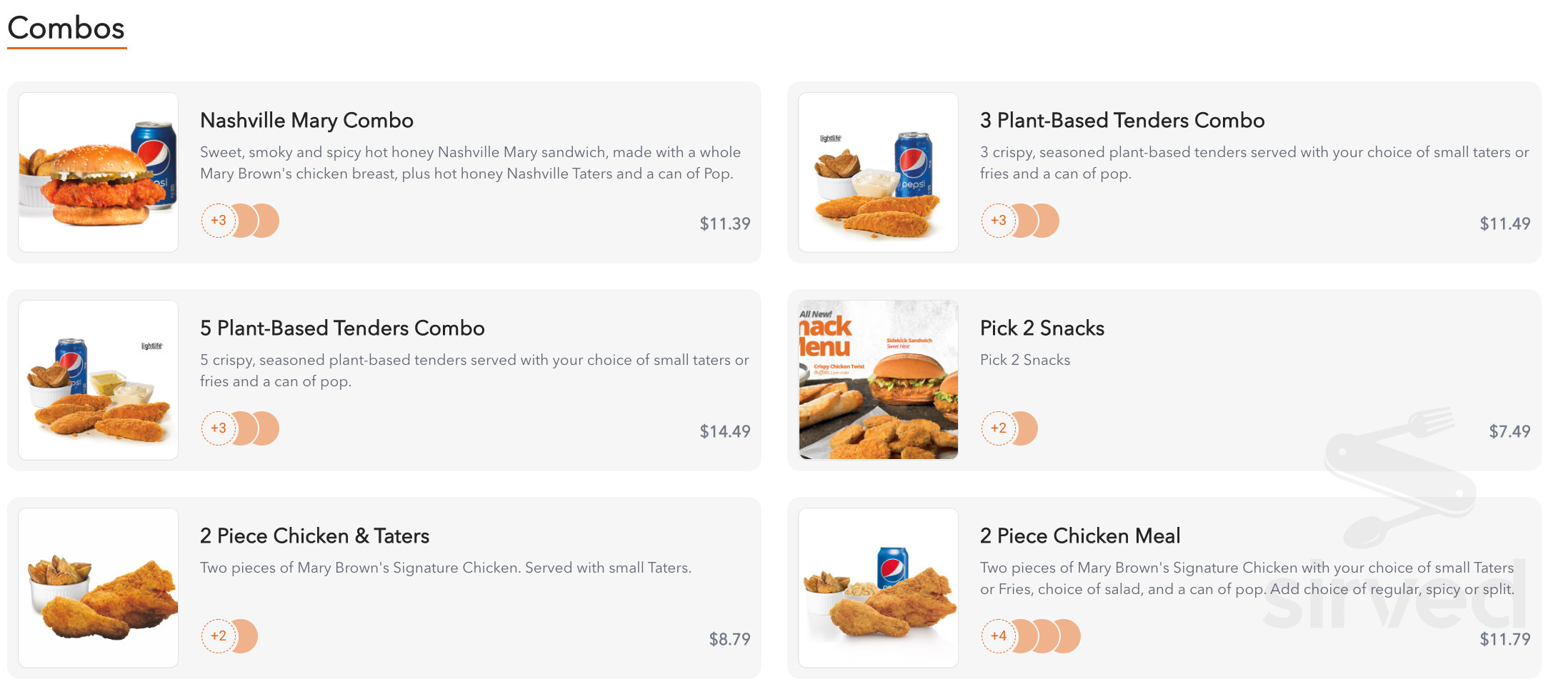 Mary Brown's Chicken menu in Belleville, Ontario, Canada