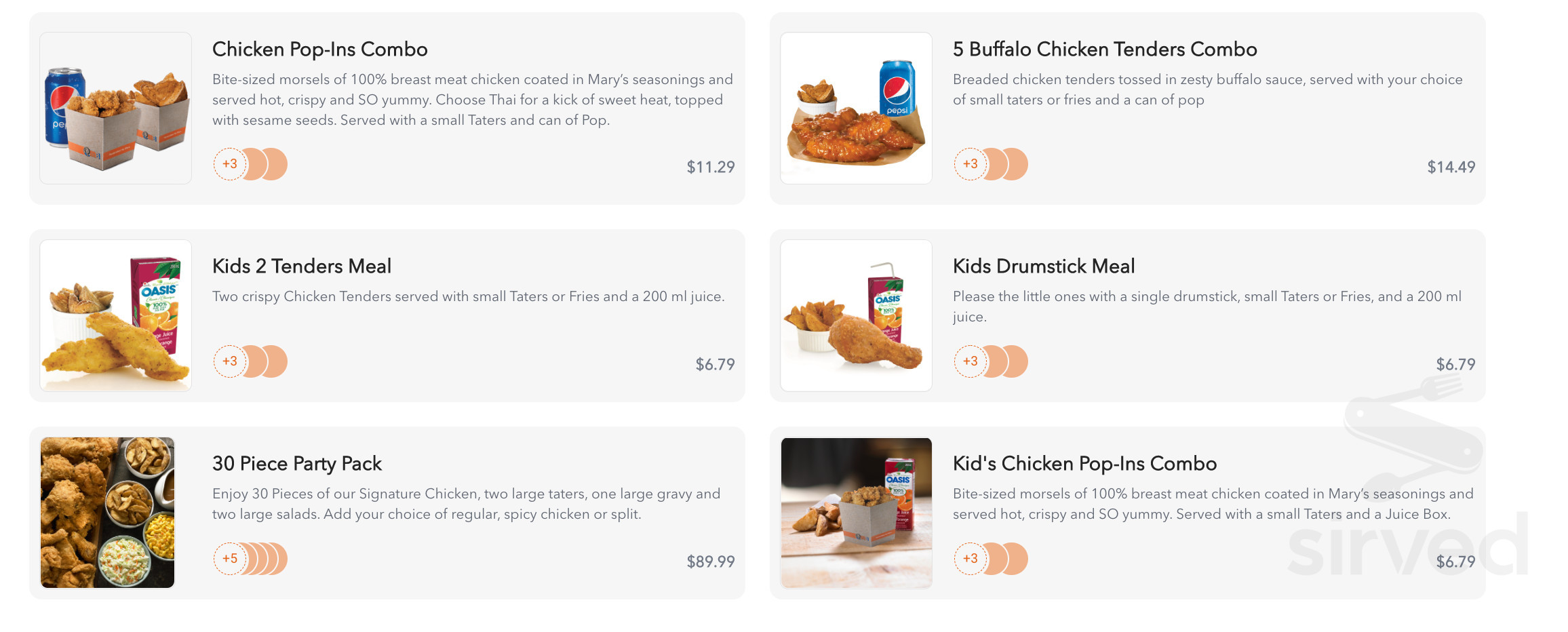 Mary Brown's Chicken menu in Yarmouth, Nova Scotia, Canada