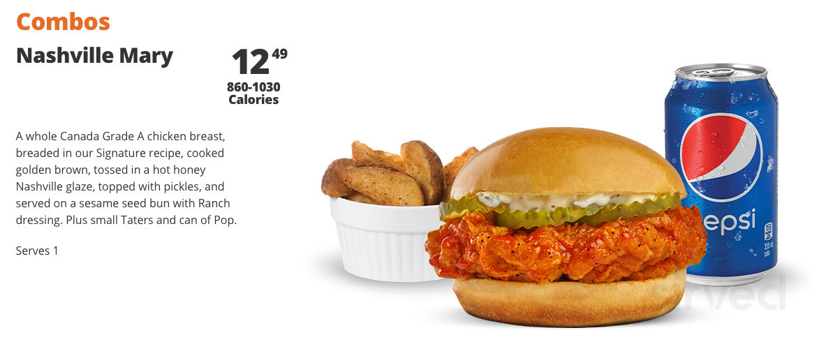 Mary Brown's Chicken menus in Ridgeway, Ontario, Canada