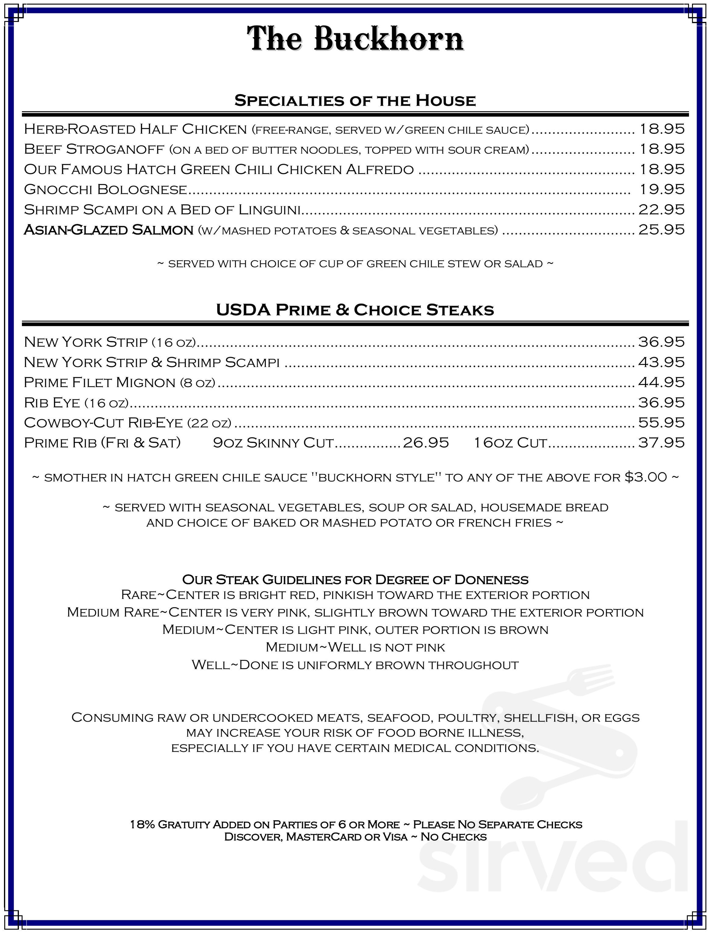 Buckhorn Saloon & Opera House menus in Pinos Altos, New Mexico, United ...