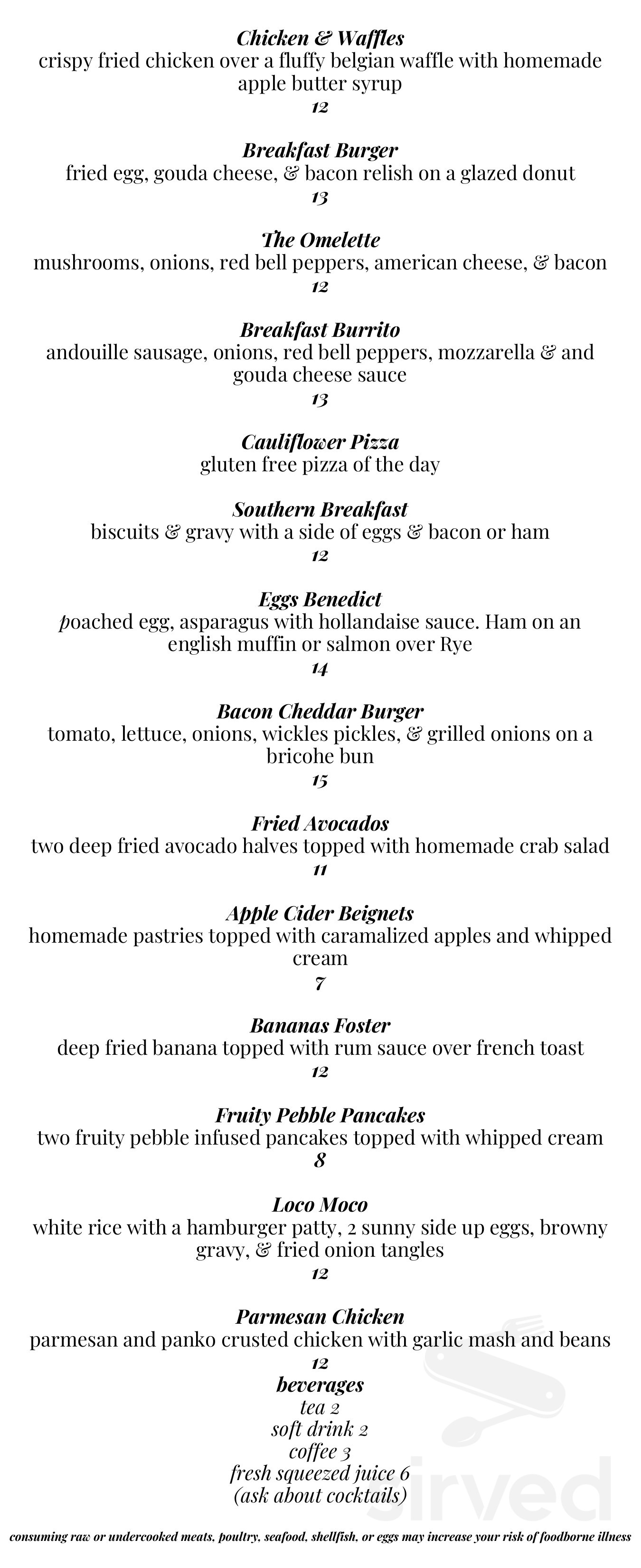 412 Public House menu in Cullman, Alabama, USA