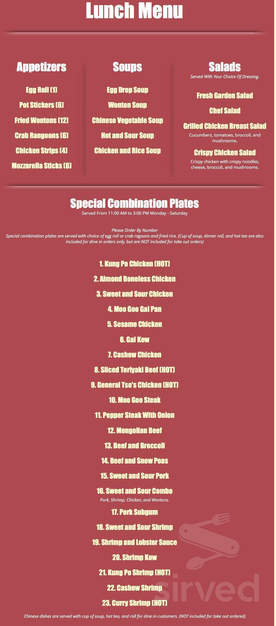 OSKAR Scots menu in Caledonia, Michigan, USA