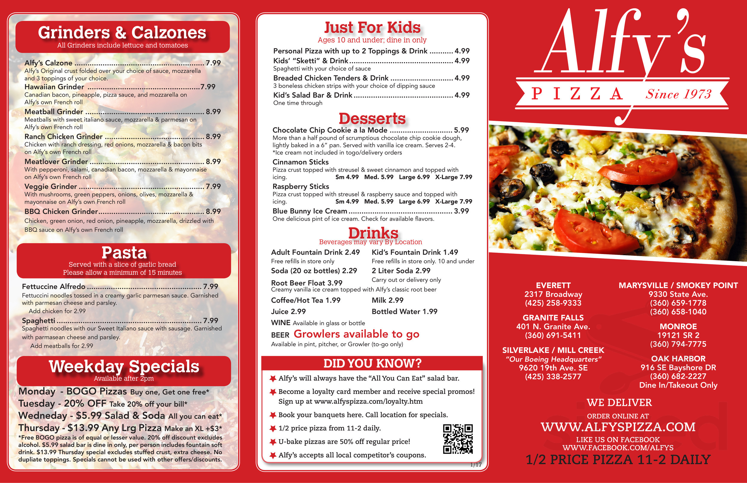 Alfy's Pizza menu in Everett, Washington, USA