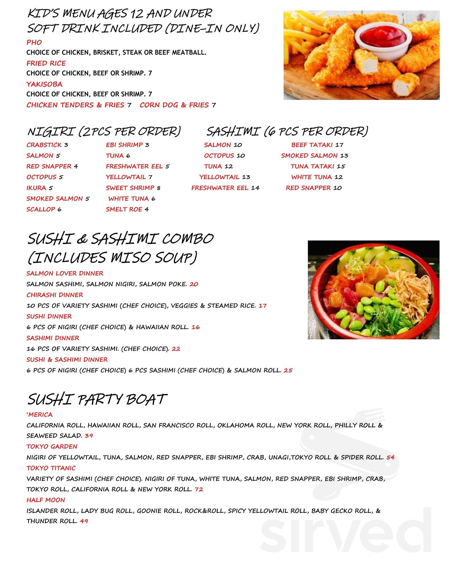 Tokyo Moon OKC menus in Oklahoma City, Oklahoma, United States
