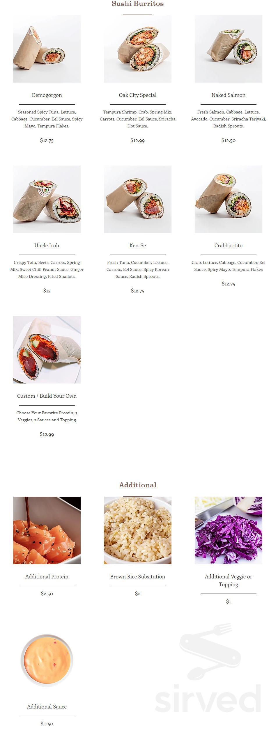 Poke Burri menu in Raleigh, North Carolina, USA