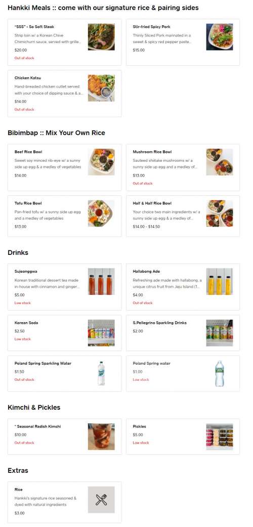 Hankki menu in Haworth, New Jersey, USA