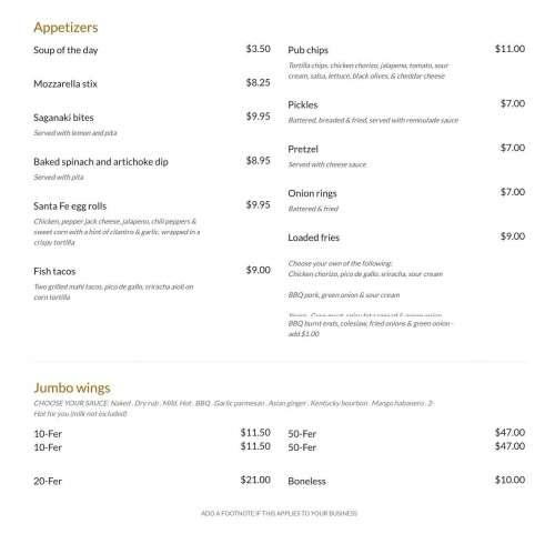 Minooka Pub & Grill menu in Minooka, Illinois, USA