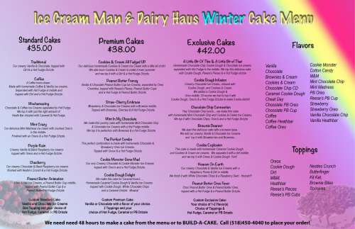 The Ice Cream Man menu in Greenwich, New York, USA