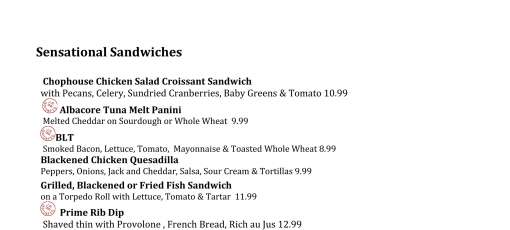 Menu for Murphy's Chophouse in Murphy, NC | Sirved