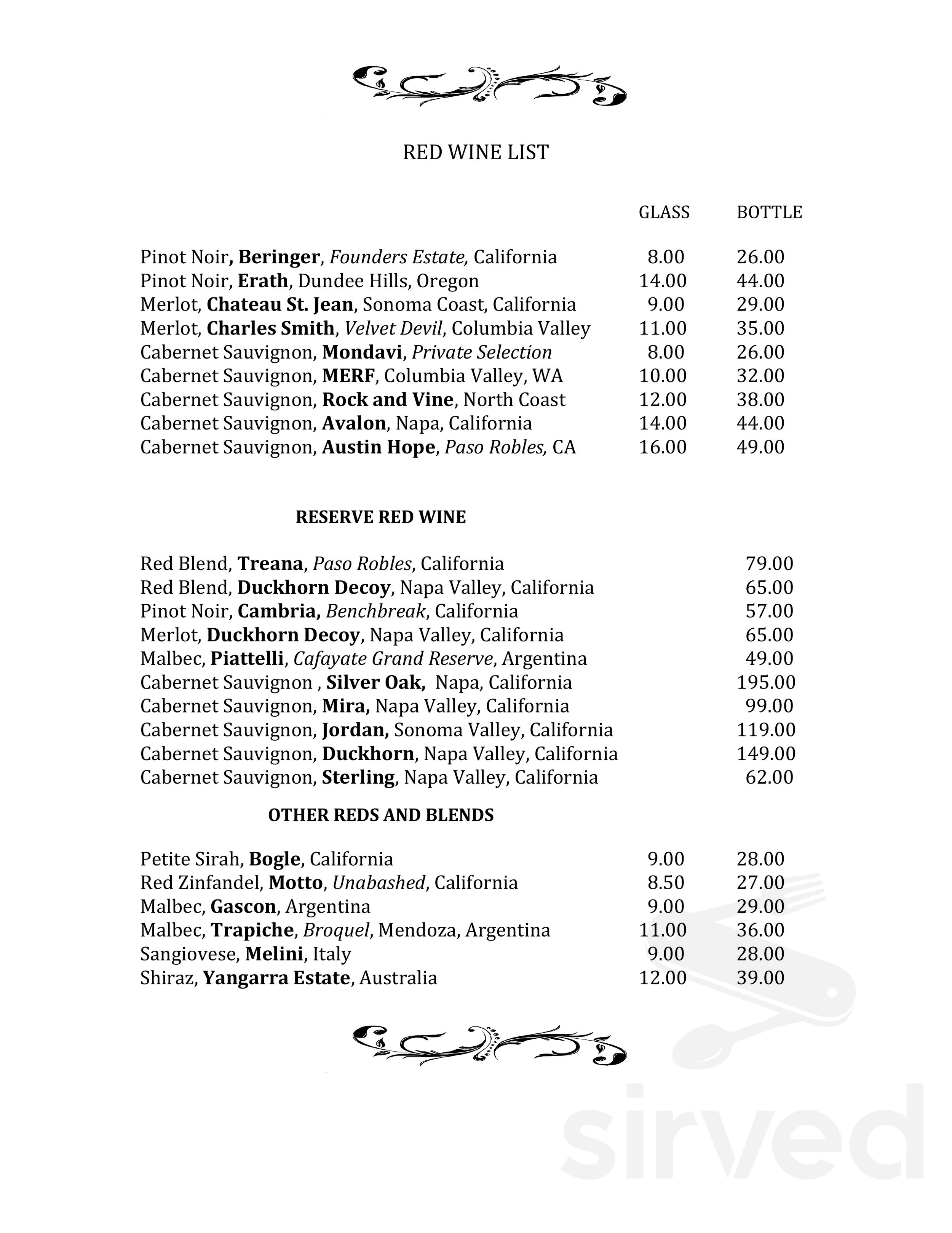 Menu for Murphy's Chophouse in Murphy, NC | Sirved
