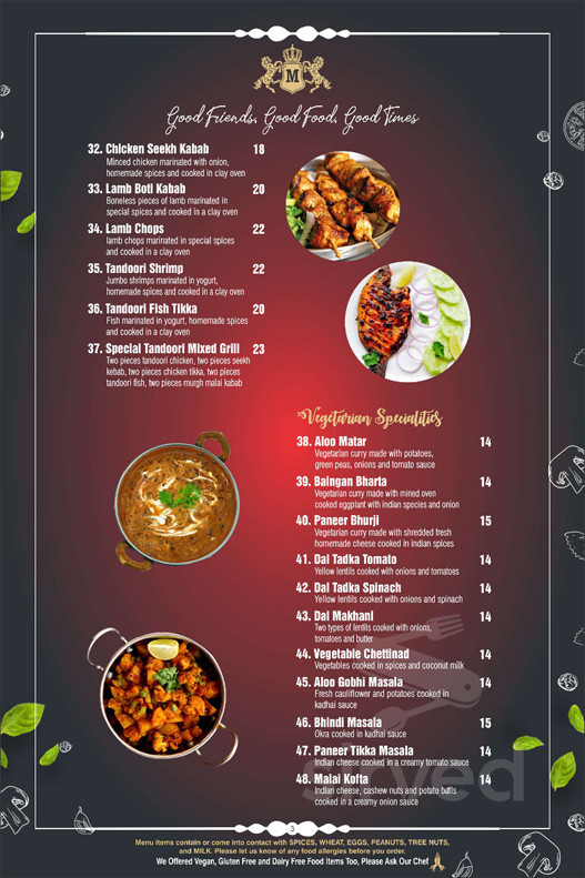 Maharaja: The Taste of India menu in Kennewick, Washington, USA