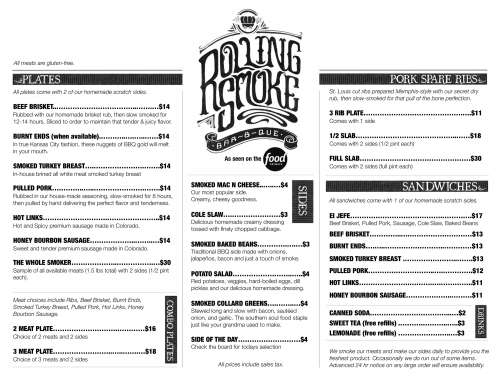 Rolling Smoke BBQ menu in Centennial, Colorado, USA