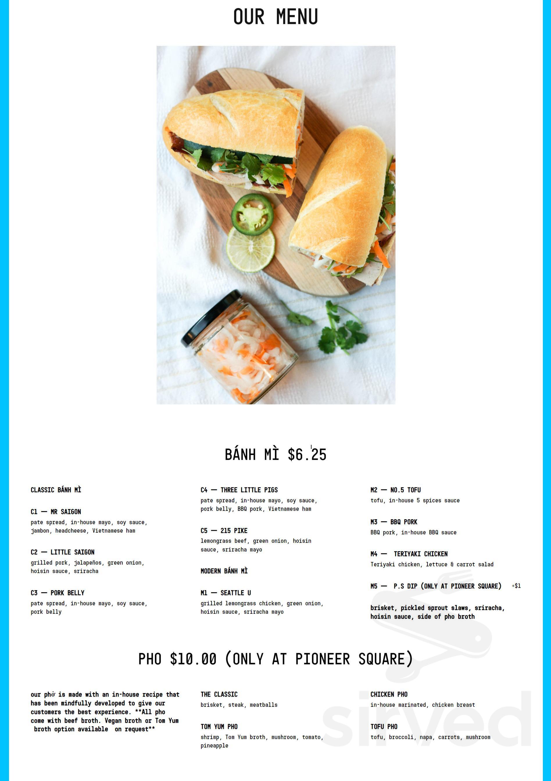 Mr Saigon menu in Seattle, Washington, USA