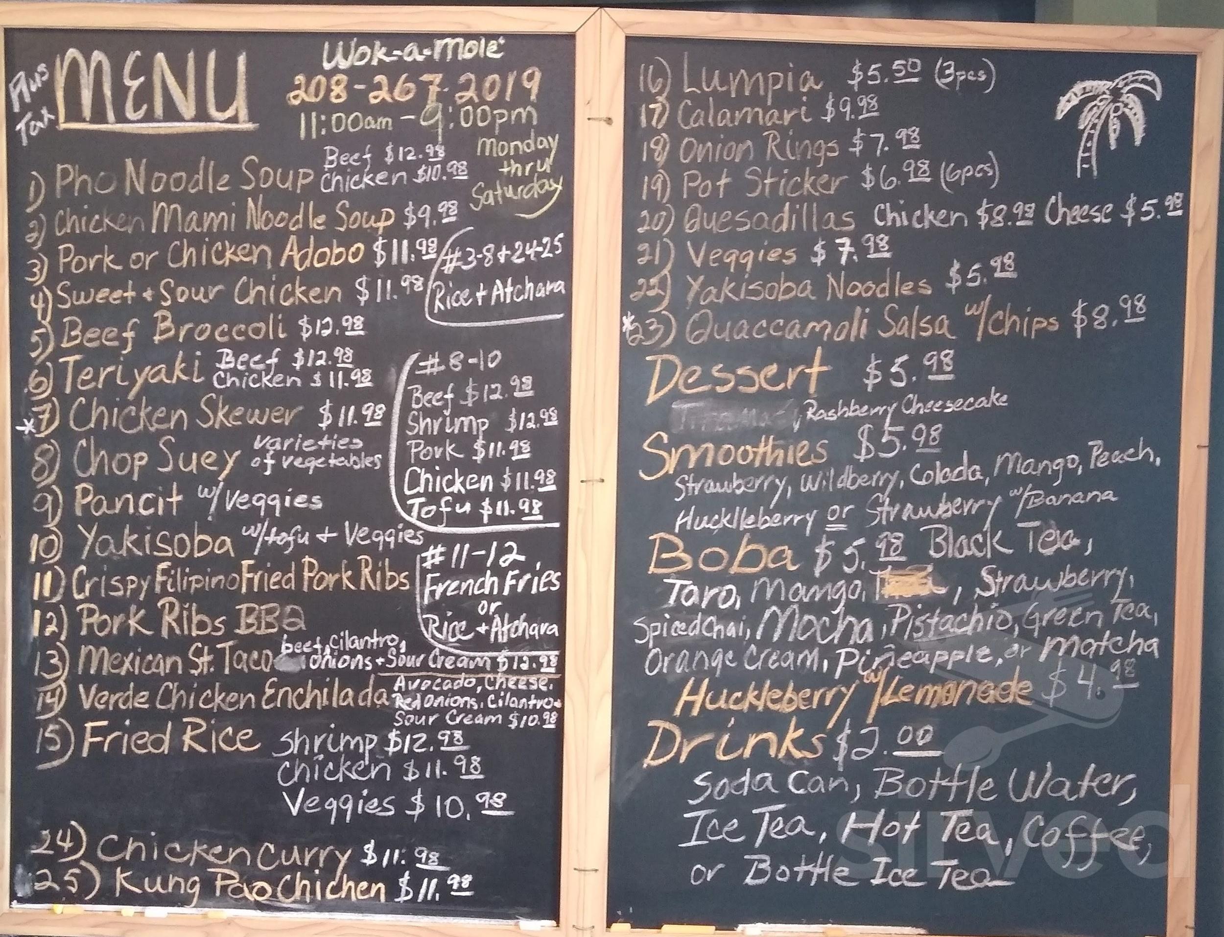 Wok-a-Mole menus in Bonners Ferry, Idaho, United States