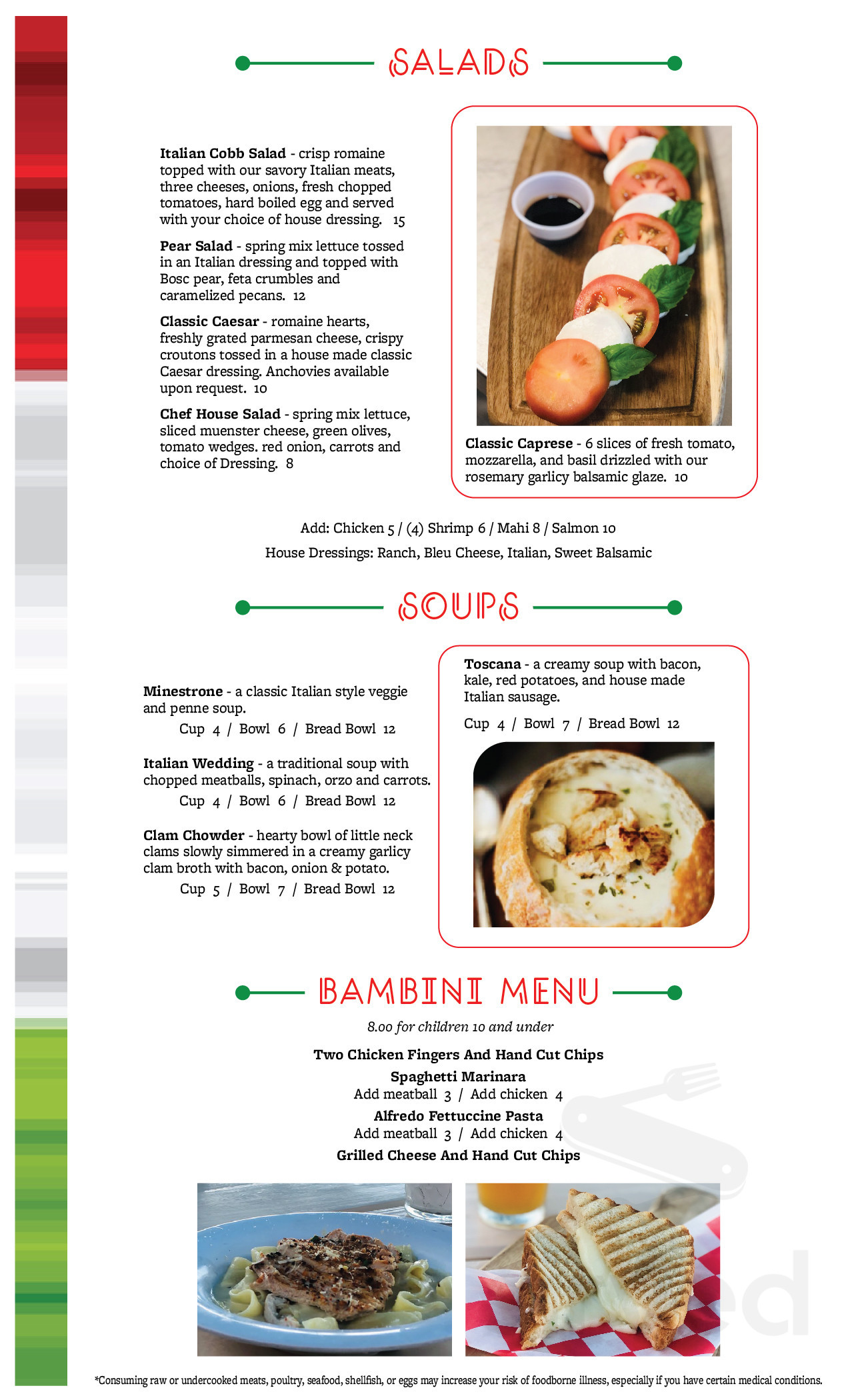 The Meatball Cafe menu in South Padre Island, Texas, USA