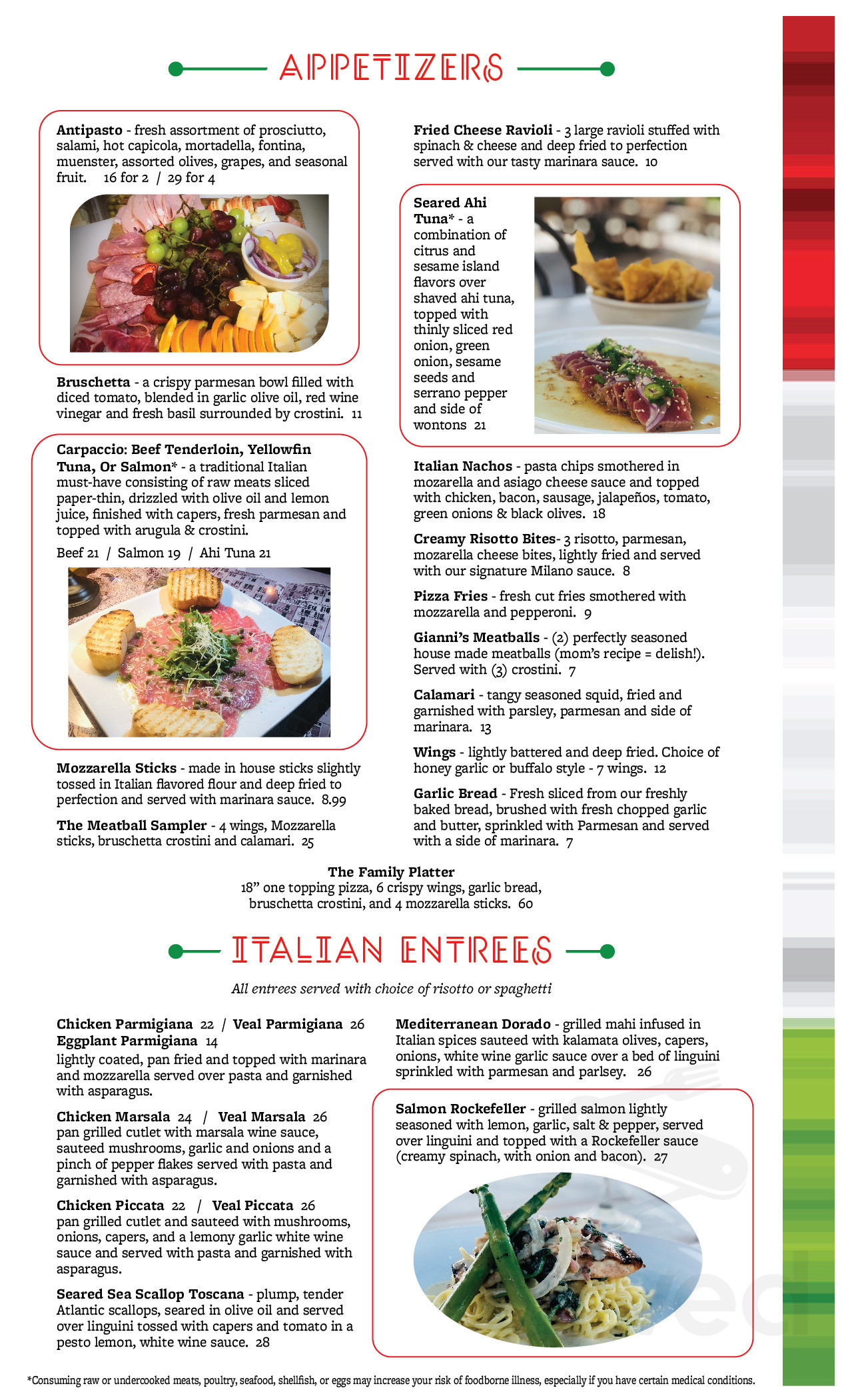 The Meatball Cafe menu in South Padre Island, Texas, USA