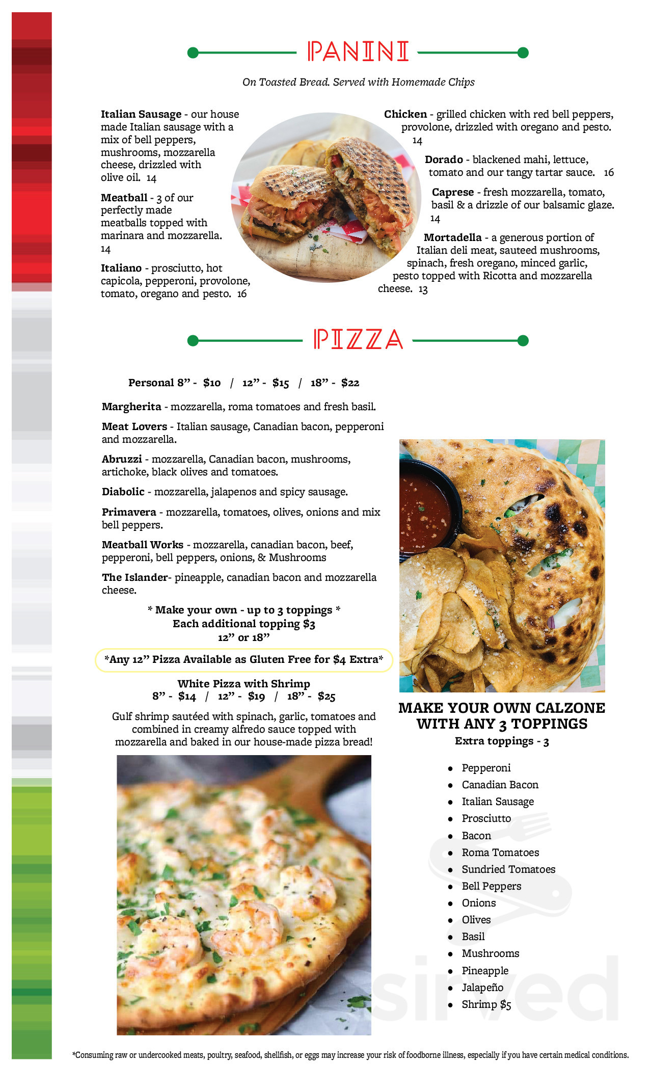 The Meatball Cafe menu in South Padre Island, Texas, USA