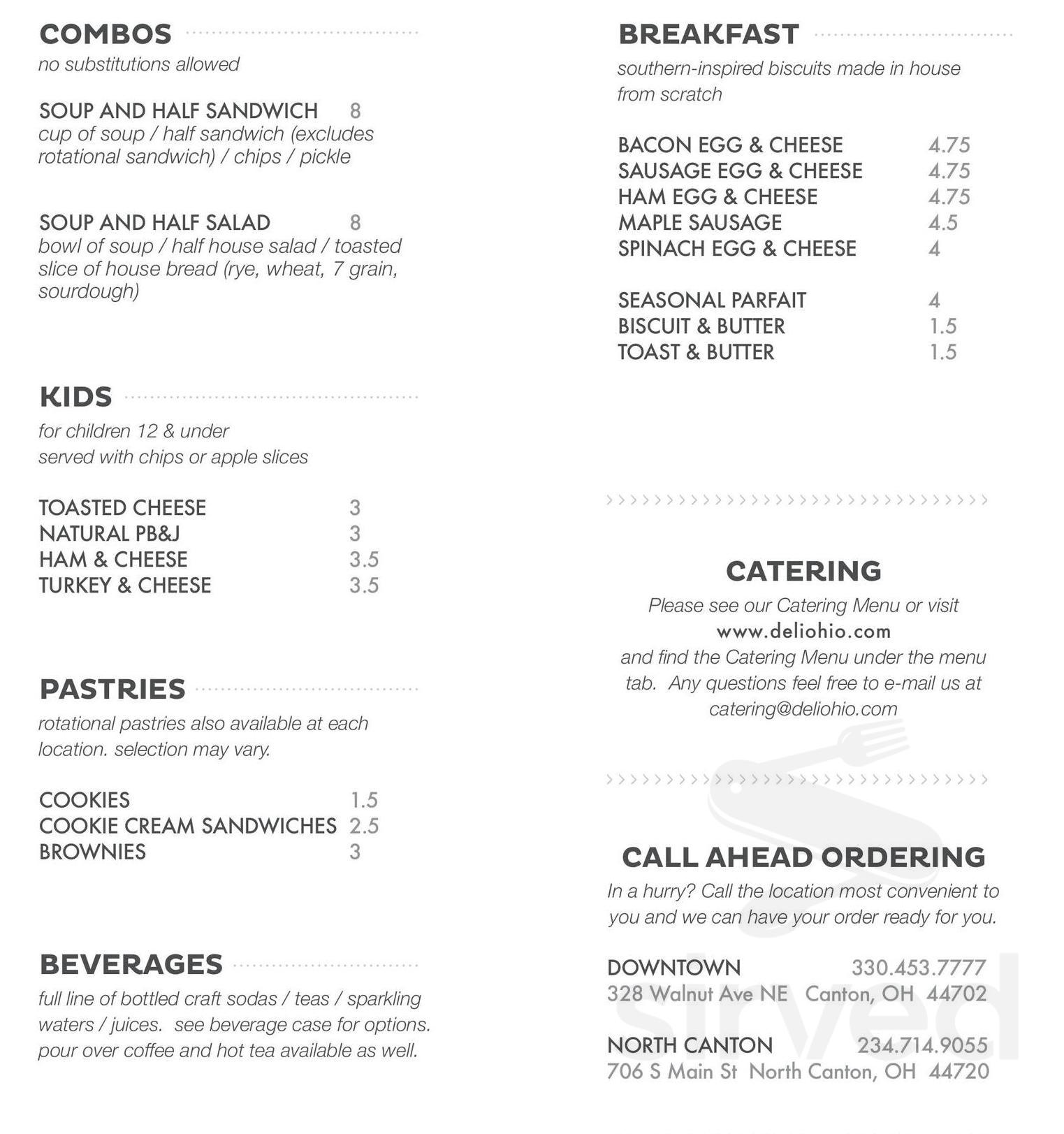 Deli Ohio menu in Canton, Ohio, USA