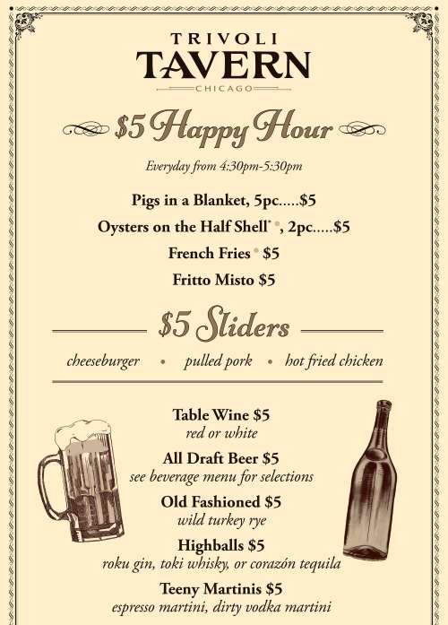 Trivoli Tavern menu in Chicago, Illinois, USA