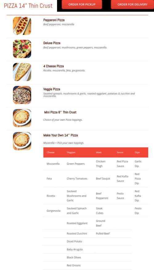 Pizza Boat (Turkish Pizza Restaurant) menu in Burlington, Ontario, Canada