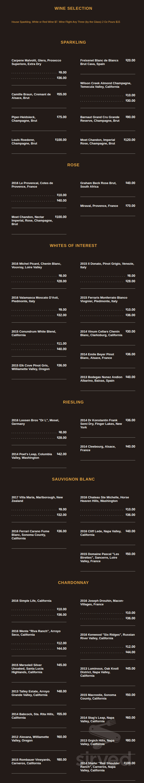 Nosh Restaurant and Wine Lounge menu in Omaha, Nebraska, USA