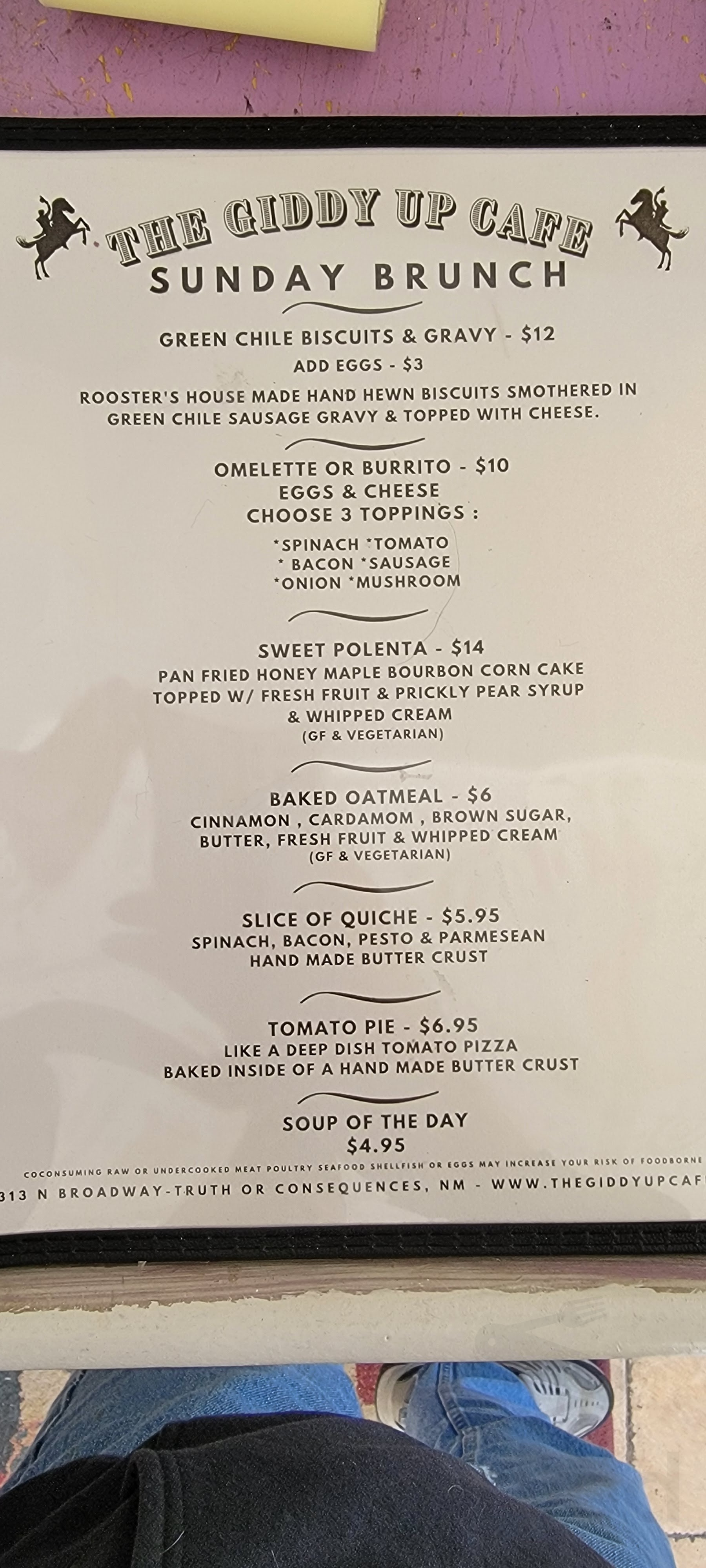 The Giddy up Cafe menus in Truth or Consequences, New Mexico, United States