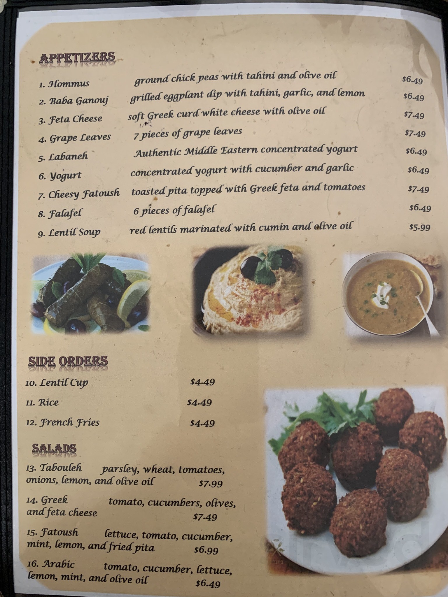 Menu - El Paso TX's Sinbad | Sirved