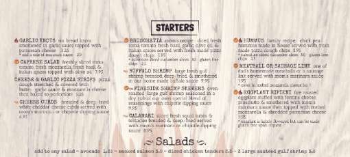 Menu for Fireside Pizza Cafe in Palm Harbor, FL | Sirved