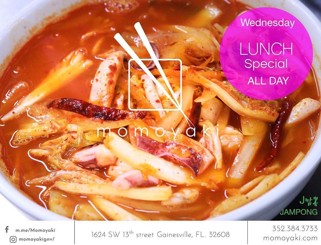 Momoyaki menu in Gainesville, Florida, USA