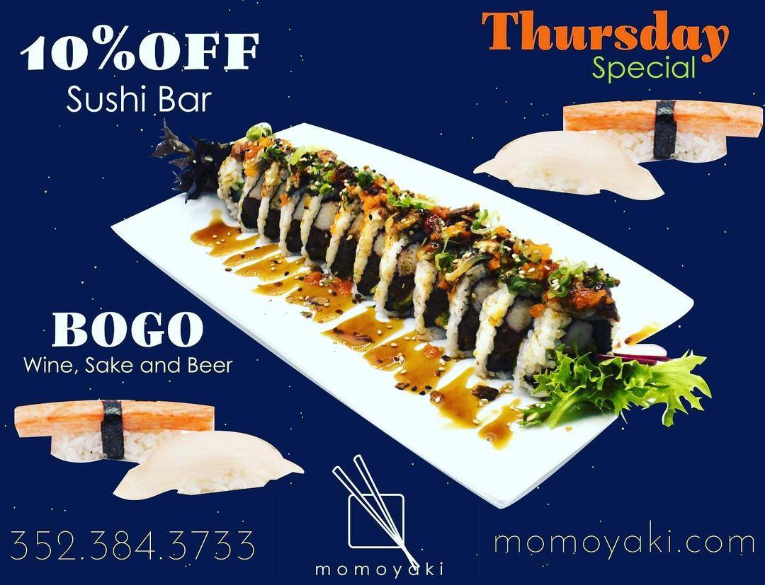 Momoyaki menu in Gainesville, Florida, USA