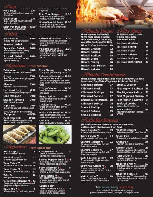 Sawa Sushi Bistro menu in Glenmont, New York, USA
