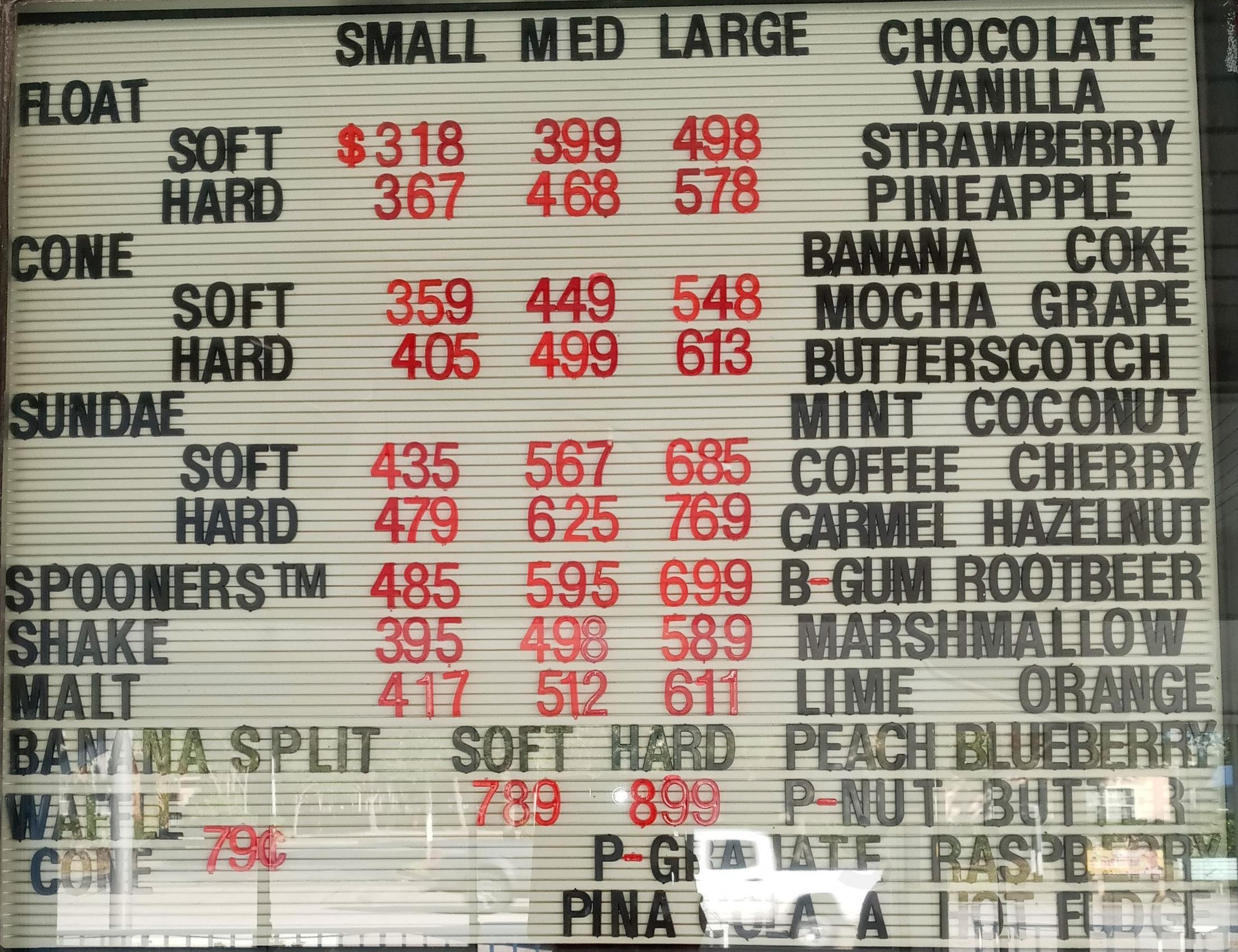 Shake Pit menu in Bradenton, Florida, USA